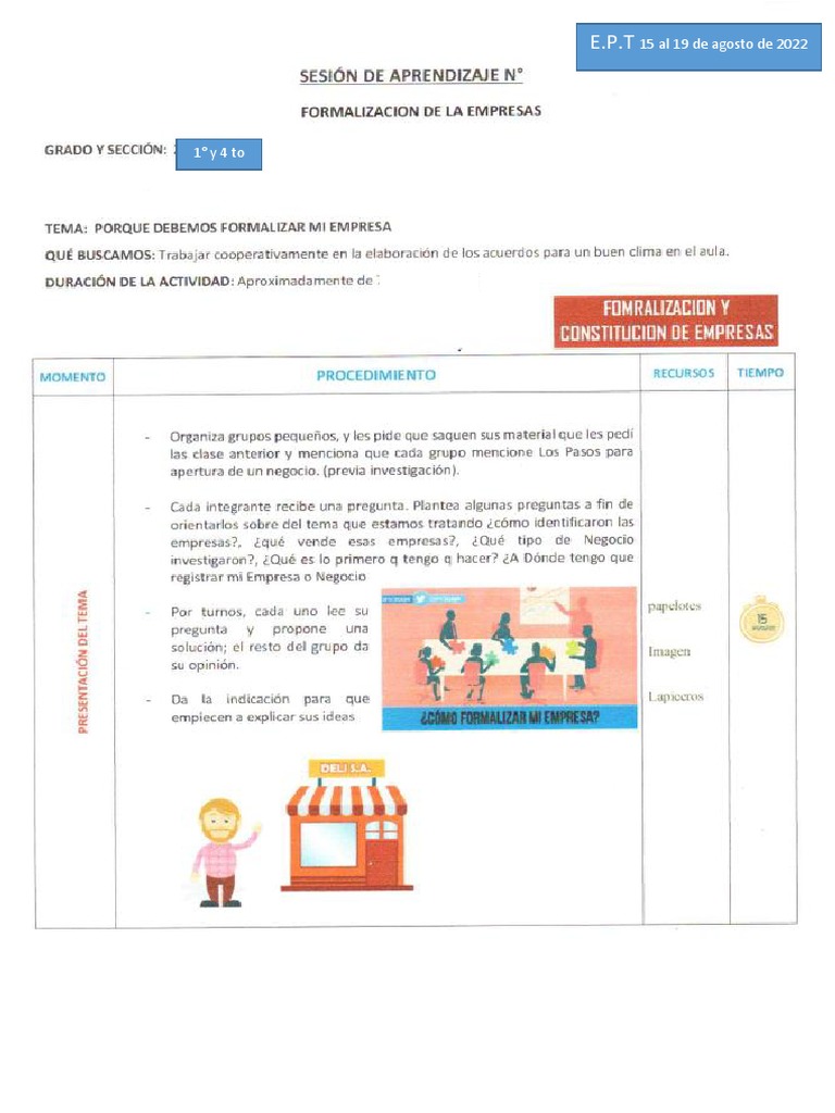 Actividad de Ept Formalizacion 15 de Agosto 2022 | PDF | Business ...