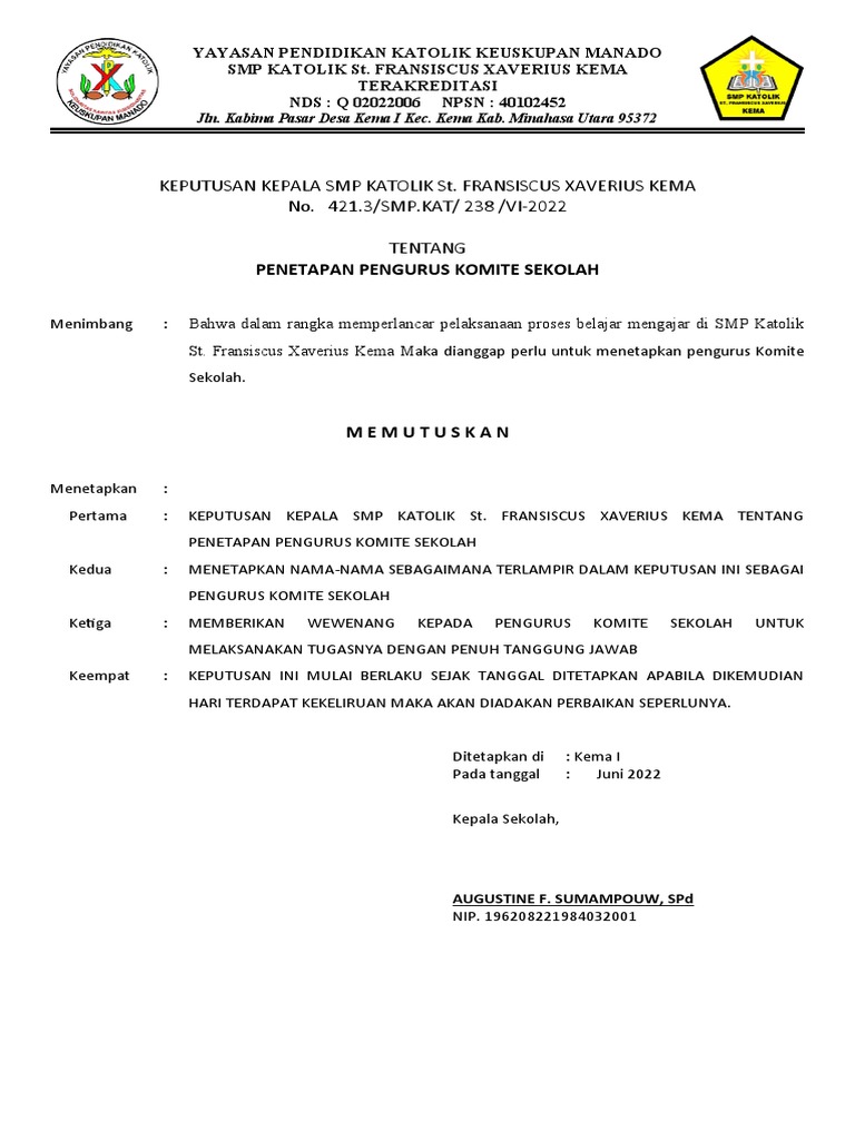 SK Komite Sekolah 2022 | PDF