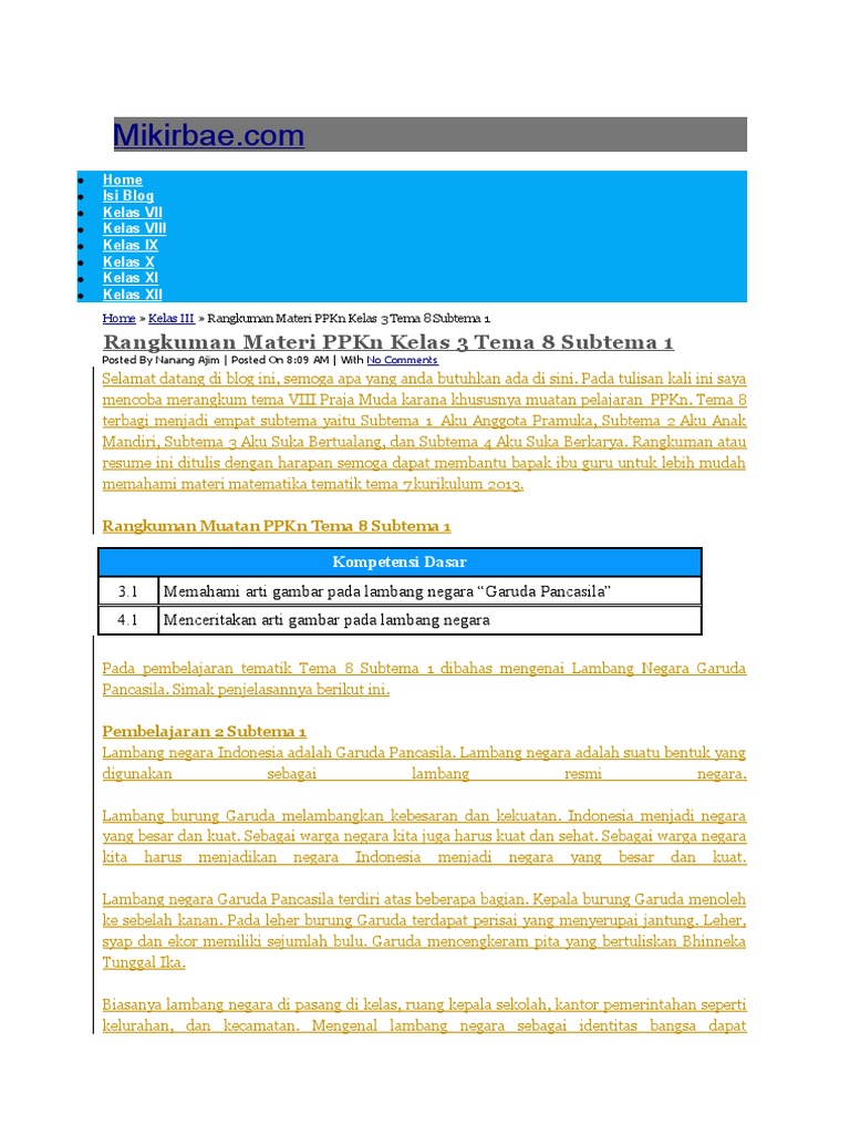 Rangkumn Tema 8 PKN | PDF