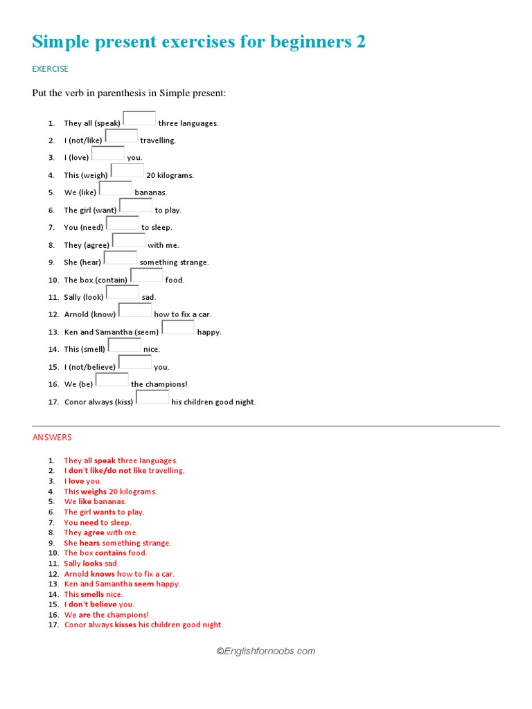 Simple Present Exercises 2 | PDF