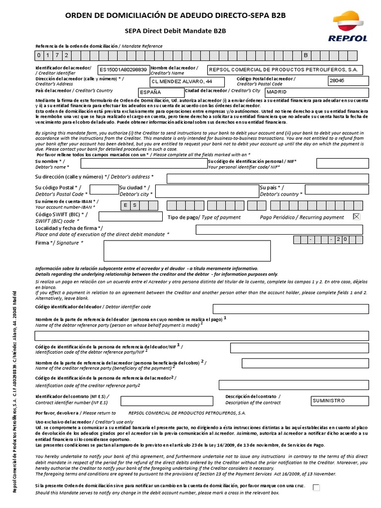 Mandato Sepa b2b | PDF