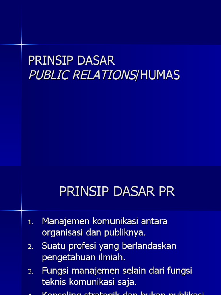 Prinsip Dasar Public Relations | PDF