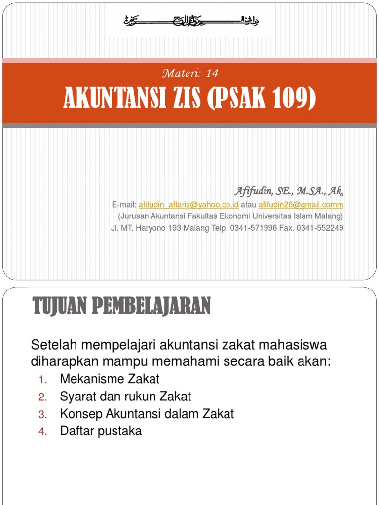 Materi - 14 AKUNTANSI ZIS (PSAK 109) | PDF