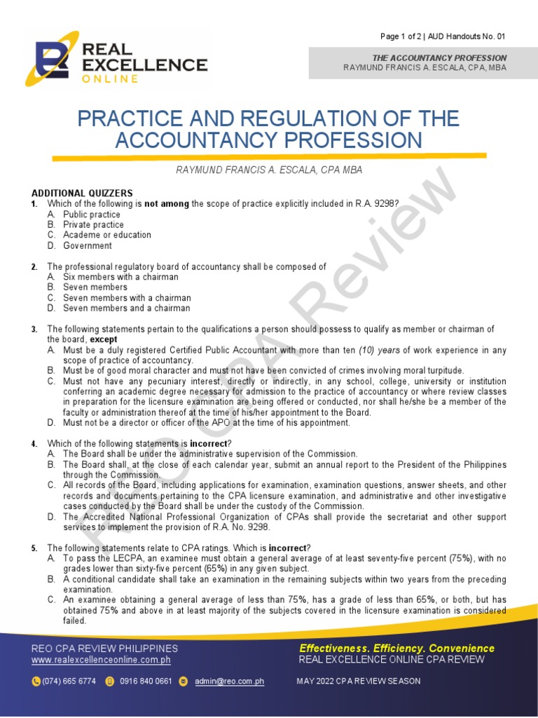 01 Practice and Regulation of The Accountancy Profession - Additional ...