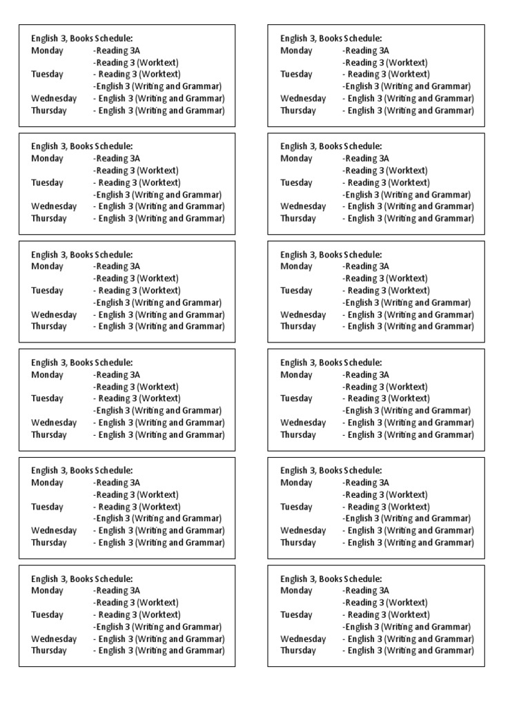 Schedule Books | PDF