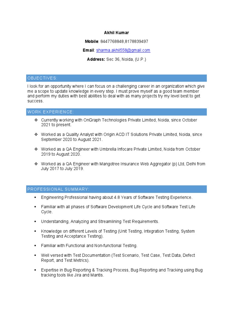Akhil Resume | PDF | Selenium (Software) | Software Testing