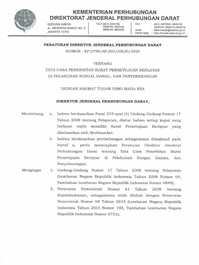 DirJen Perhubungan TTG Tata Cara Penerbitan SPB | PDF