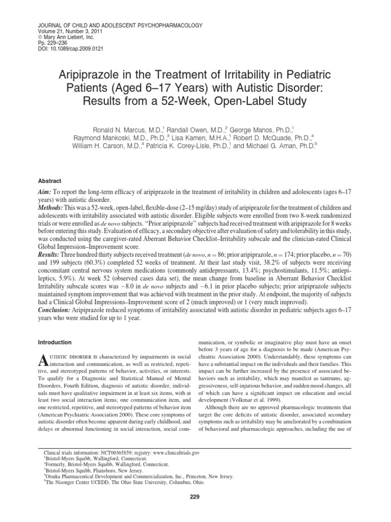 1 - Aripiprazole in The Treatment 52 Minggu Autism | PDF | Autism ...