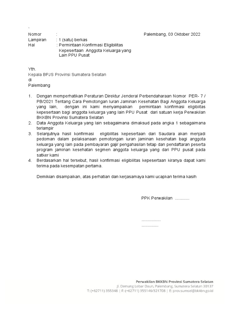 Contoh Surat Eligibilitas | PDF