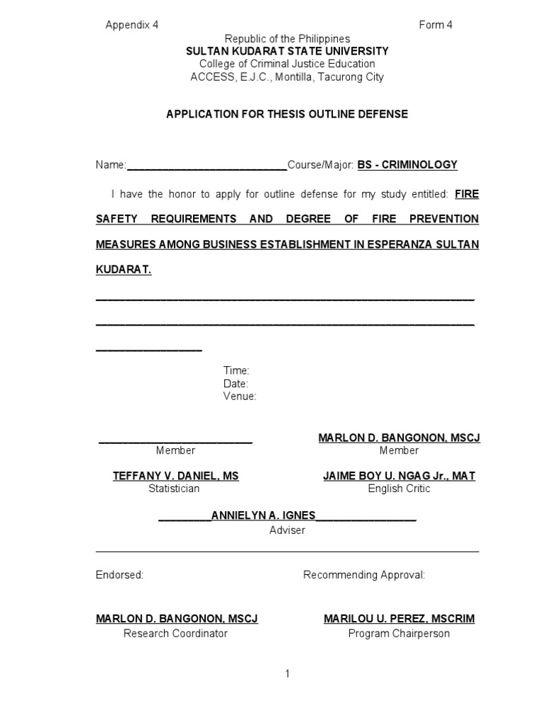 Appendix 4 Applicaition of Thesis Outline Defense | PDF | Science ...
