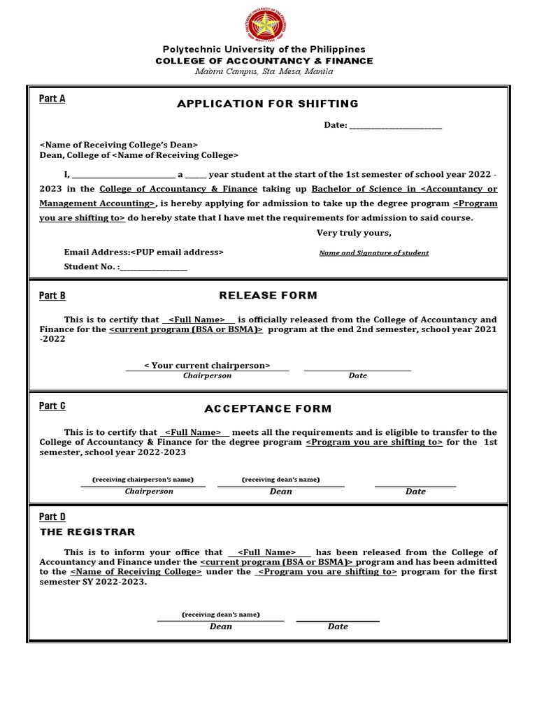 Shifting Form 10028 | PDF | University And College Admission ...