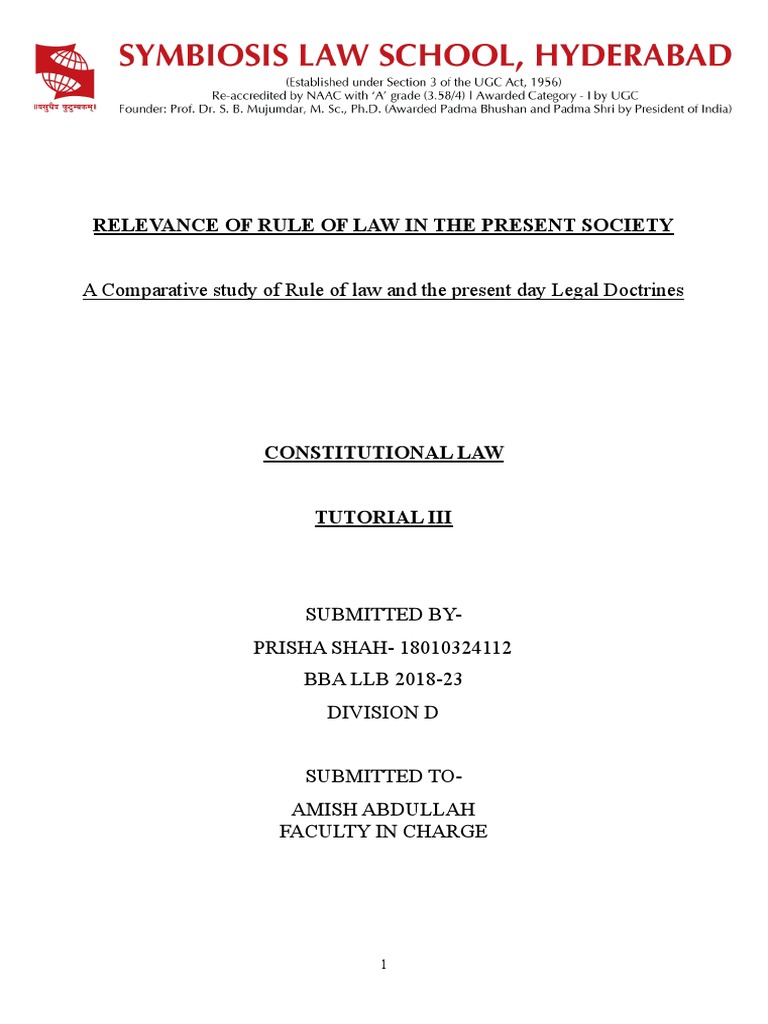 Constitutional Law Final Draft | PDF | Rule Of Law | Governance