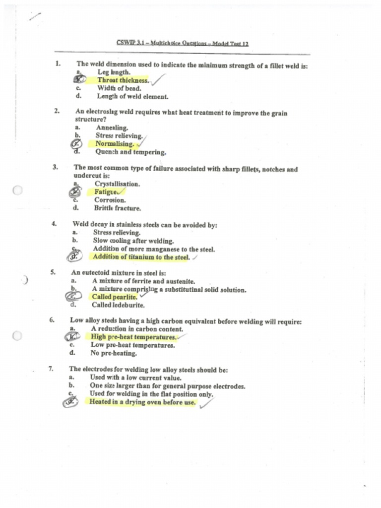 CSWIP Question 1 | PDF