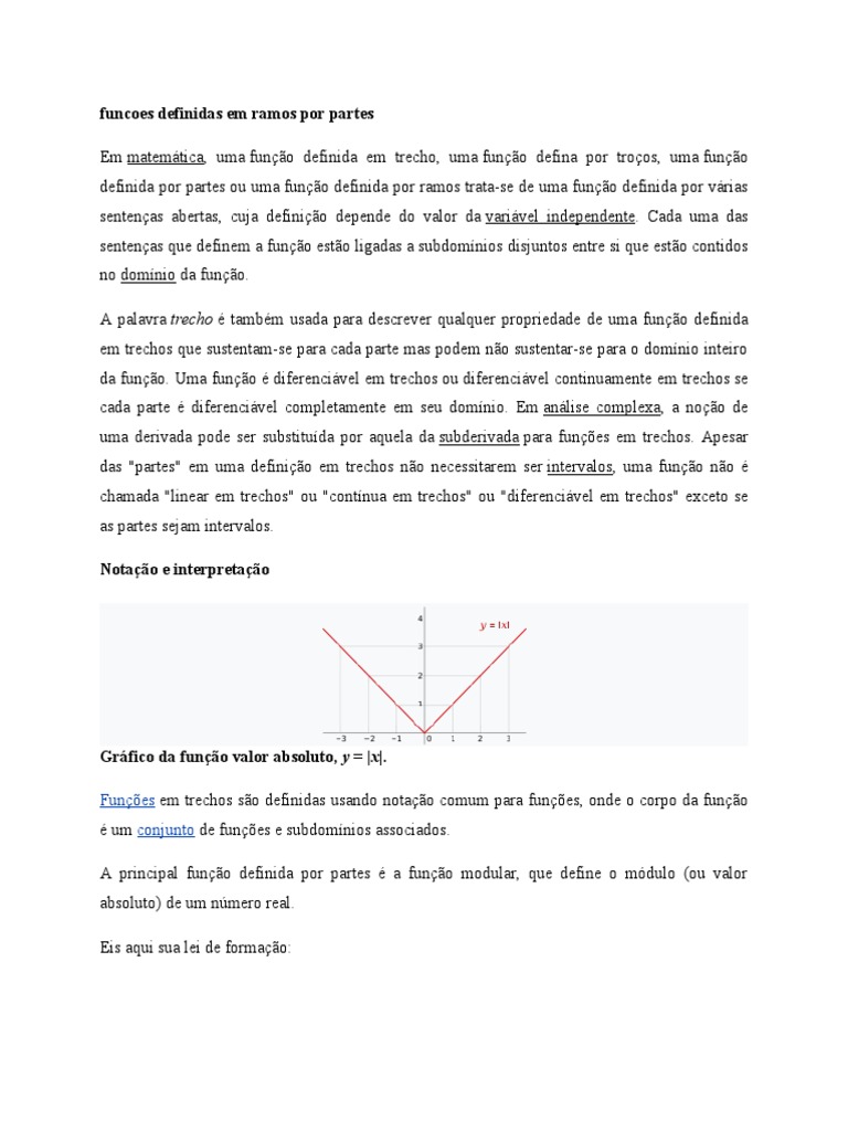 Funcoes Definidas em Ramos Por Partes | PDF | Matemática | Conceitos ...