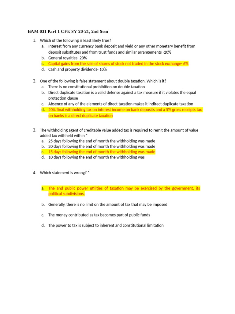 Bam 031 Cfe | PDF | Taxes | Tax Refund