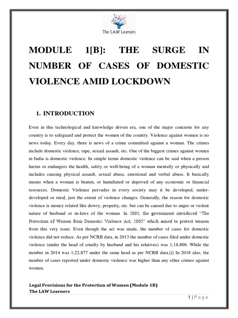 Module 1 (B) - Case Study On Domestic Violence | PDF | Domestic Violence | Violence