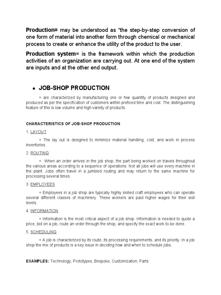 Job Shop Production Overview | PDF
