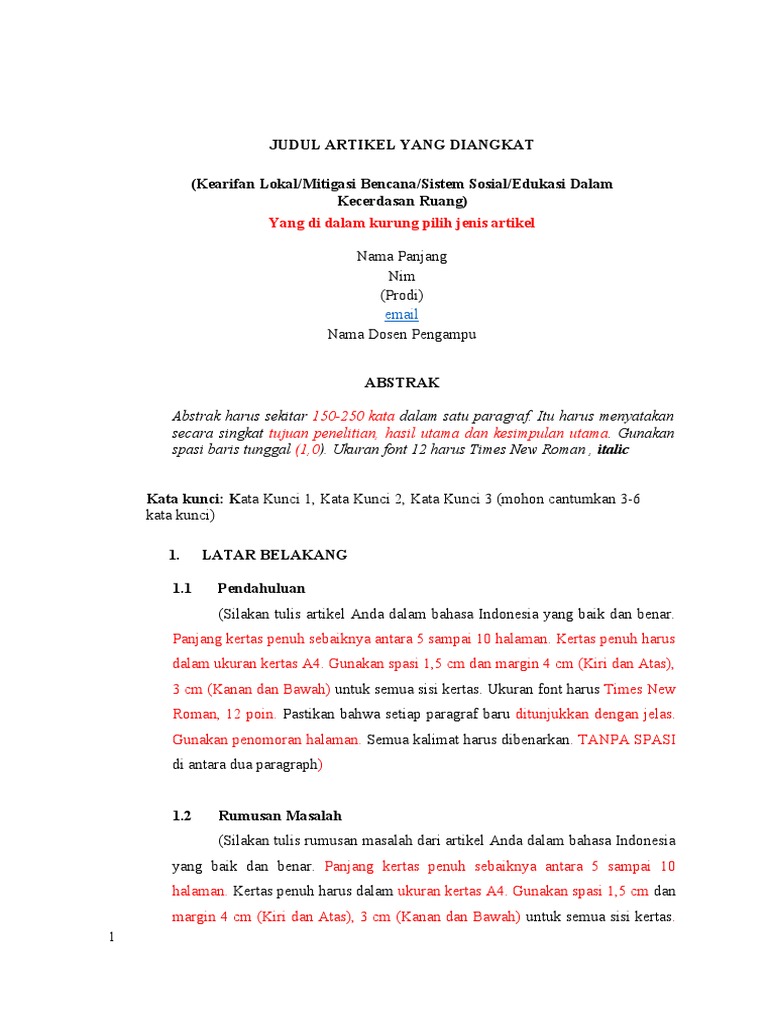 Format Penulisan Artikel Uas Mitigasi | PDF