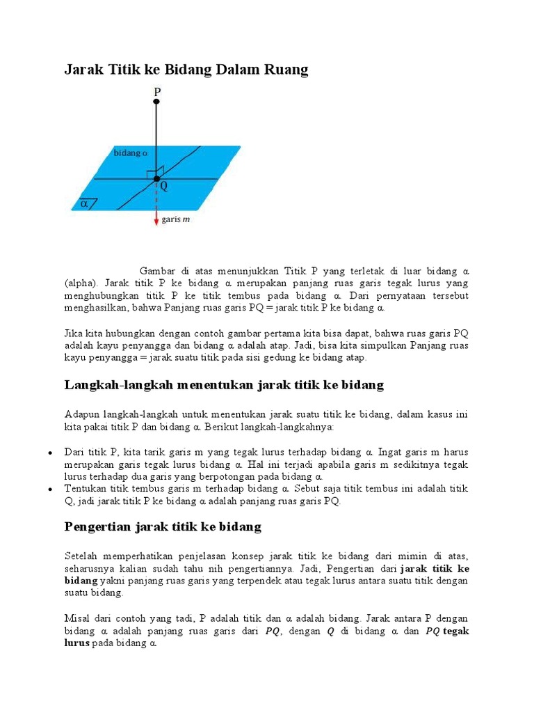 Jarak Titik ke Bidang dalam Geometri | PDF | Metode & Bahan Ajar