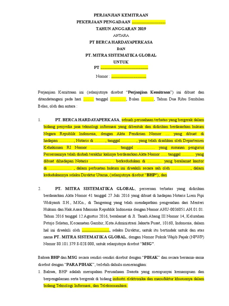 1903-Perjanjian KSO BHP-MSG-Draft ZZ KnS-22032019 | PDF