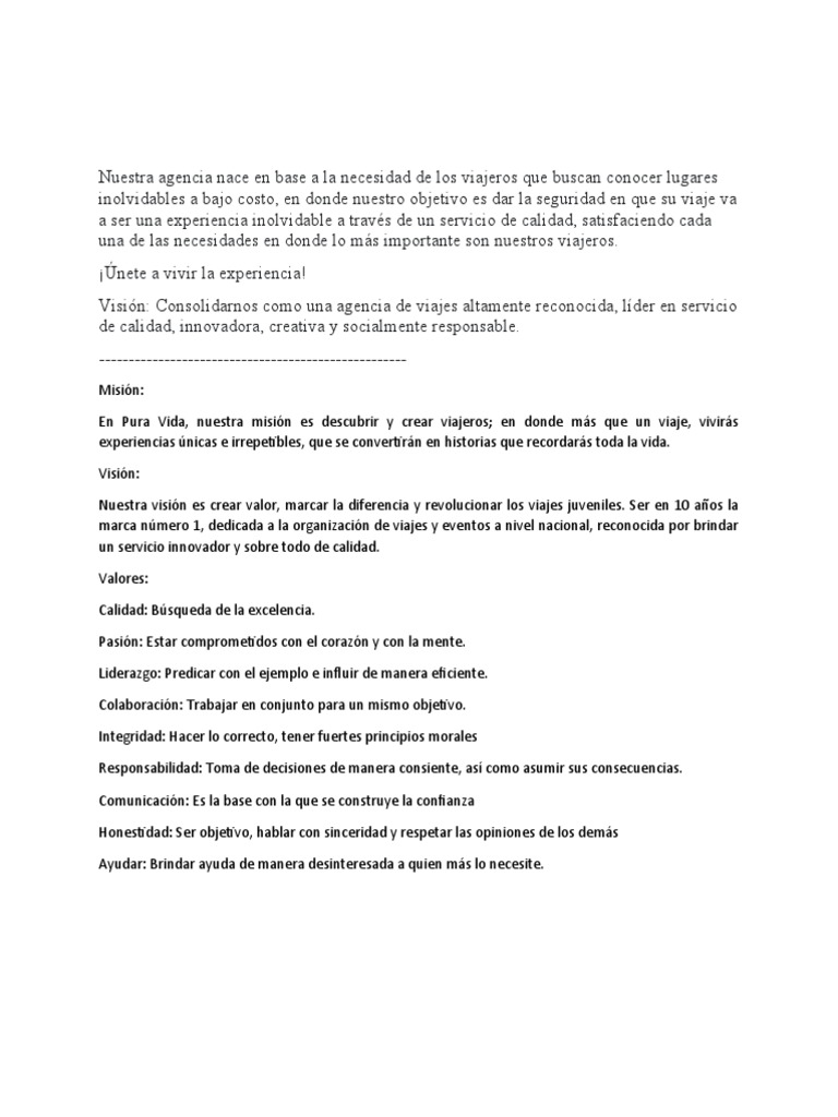 Visión, Misión YT | PDF | Cocina, comidas y vino