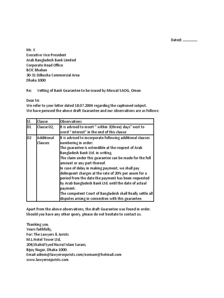 Bank Guarantee Vetting Observations | PDF