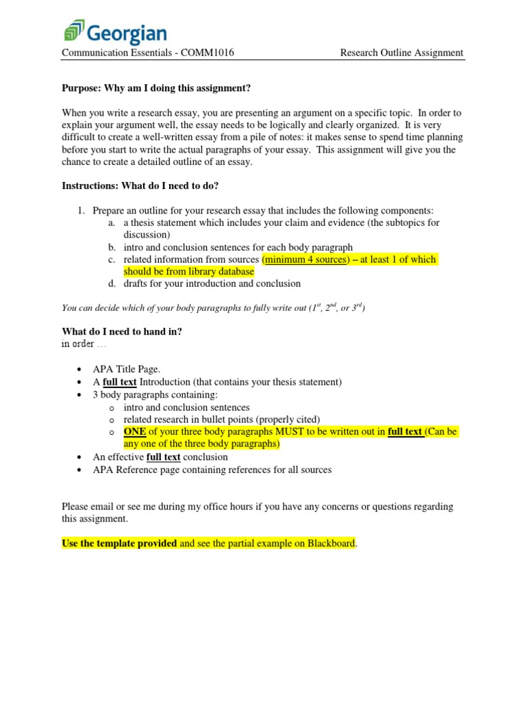 Research Essay Outline Assignment | PDF | Essays | Citation