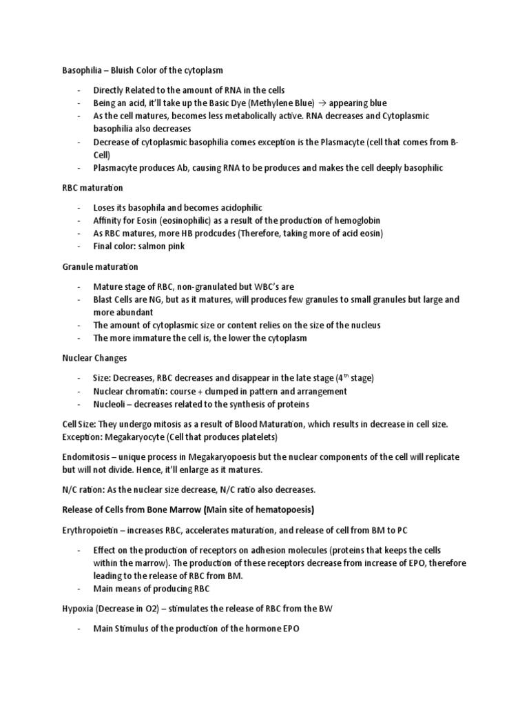 Basophilia and RBC Maturation Stages | PDF | Granulocyte | White Blood Cell