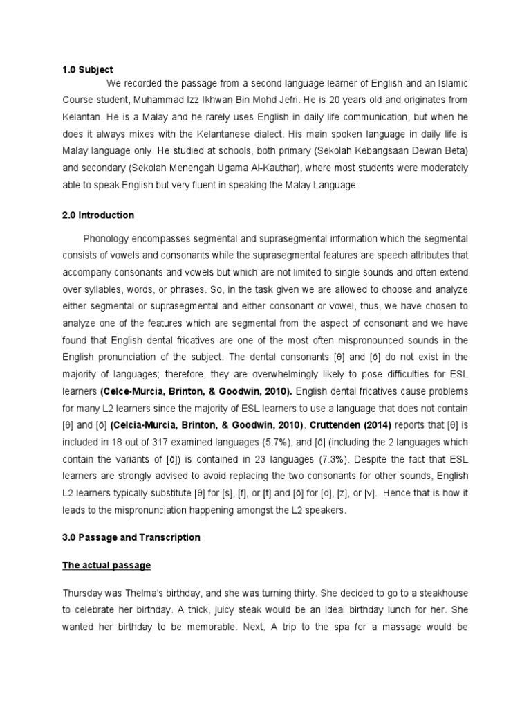 Task 1 - Pronunciation Problem Report | PDF | English Language | Phonetics