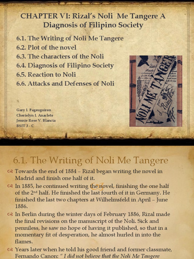 CHAPTER 6 Rizals Noli Me Tangere A Dianosis of Filipino Society | PDF | Spanish Language ...