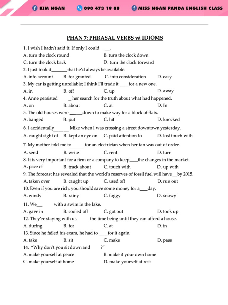 Phrasal Verbs and Idioms | PDF | Vietnam