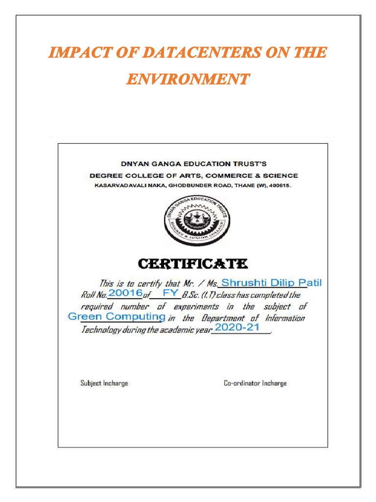 Optimizing Data Center Power Usage and Reducing Environmental Impacts Through Virtualization and ...