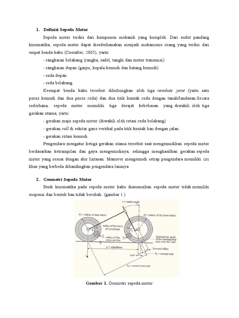 Geometri dan Kinematika Sepeda Motor | PDF