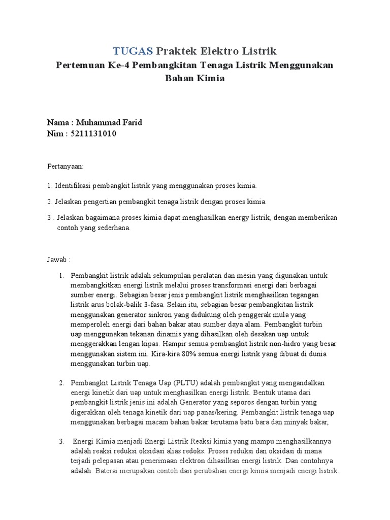 Muhammad Farid - TUGAS Praktek Elektro Listrik - PTE A - Pertemuan Ke 4 ...