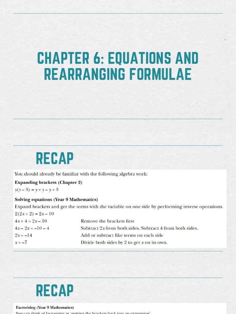 Chapter 6 Equations and Rearranging Formulae | PDF | Computers