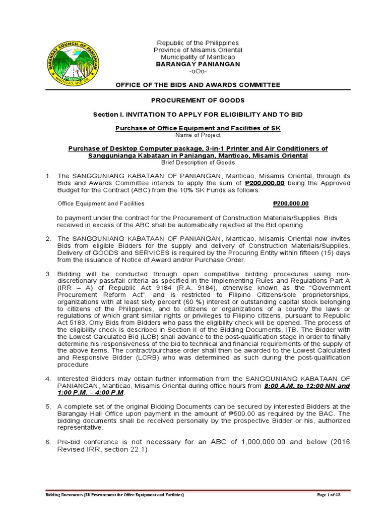 Bid Docs-SK Office Equipment | PDF | Joint Venture | Business