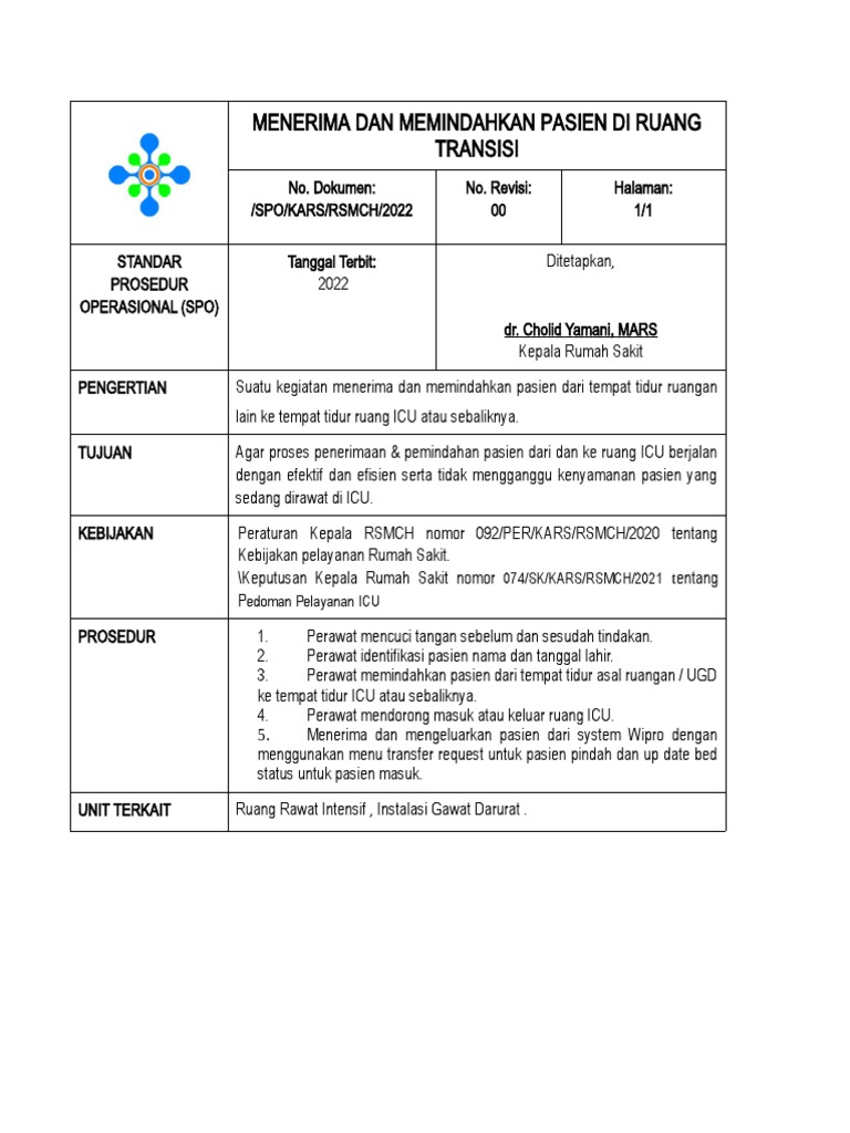 Menerima Dan Memindahkan Pasien Di Ruang Transisi | PDF