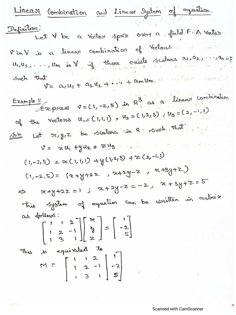 Linear Combination And Basis Pdf