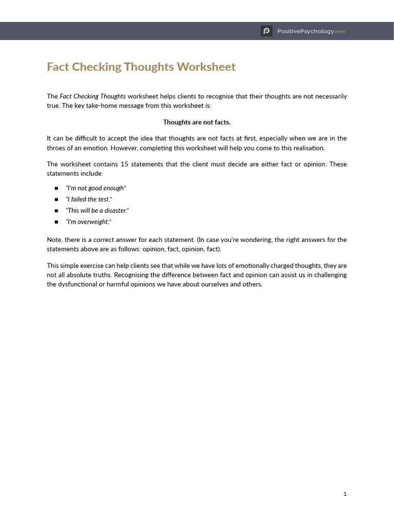 Fact vs. Opinion Worksheet | PDF