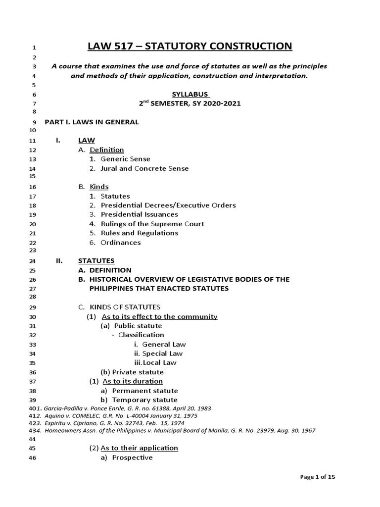 Principles and Methods of Statutory Construction: An Examination of the ...