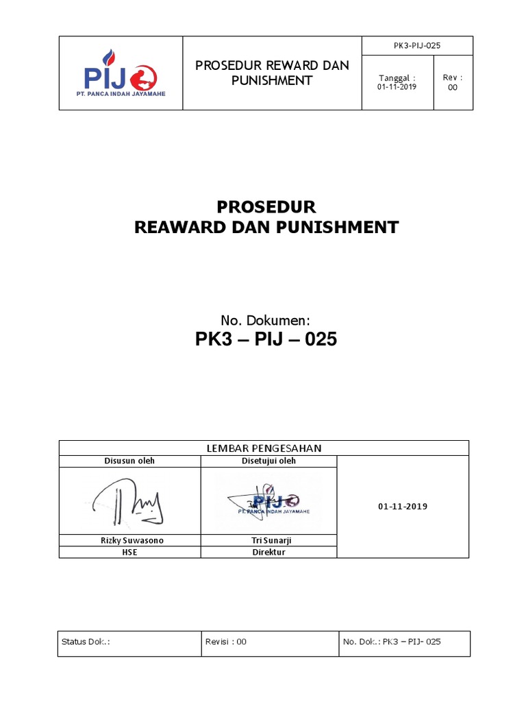 PK3 - PIJ - 025 (Prosedur Reward Dan Punishment) | PDF
