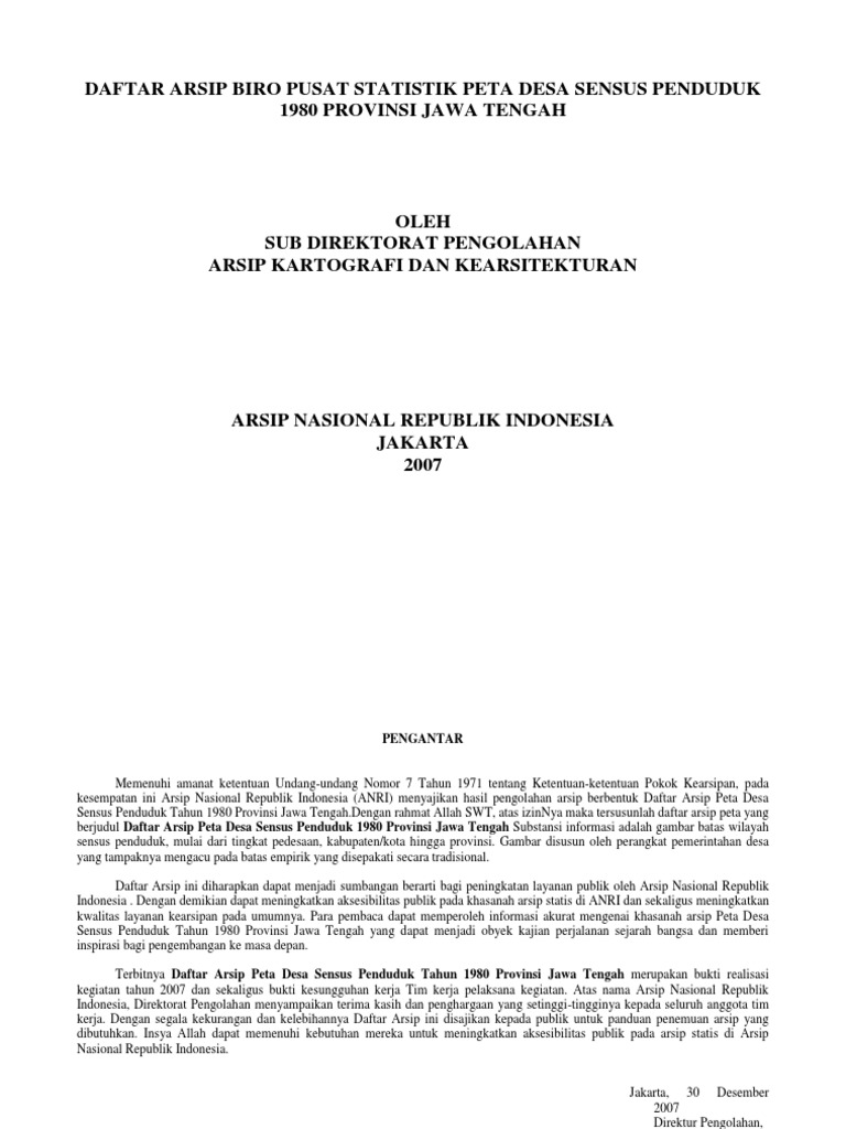 Daftar Arsip Kartografi Bps Sensus 1980 Prov. Jawa Tengah 1630541872 | PDF