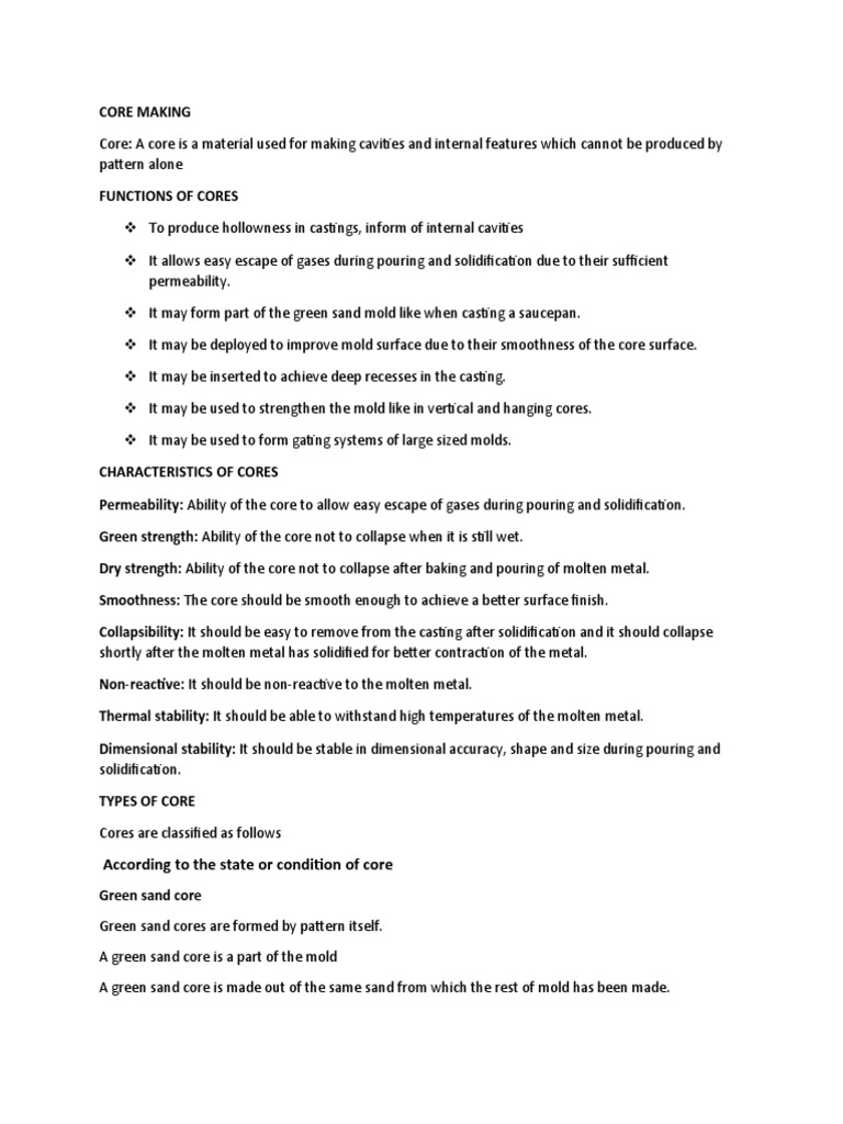 3.11 Foundry CORE PRINTS | PDF | Casting (Metalworking) | Industrial ...