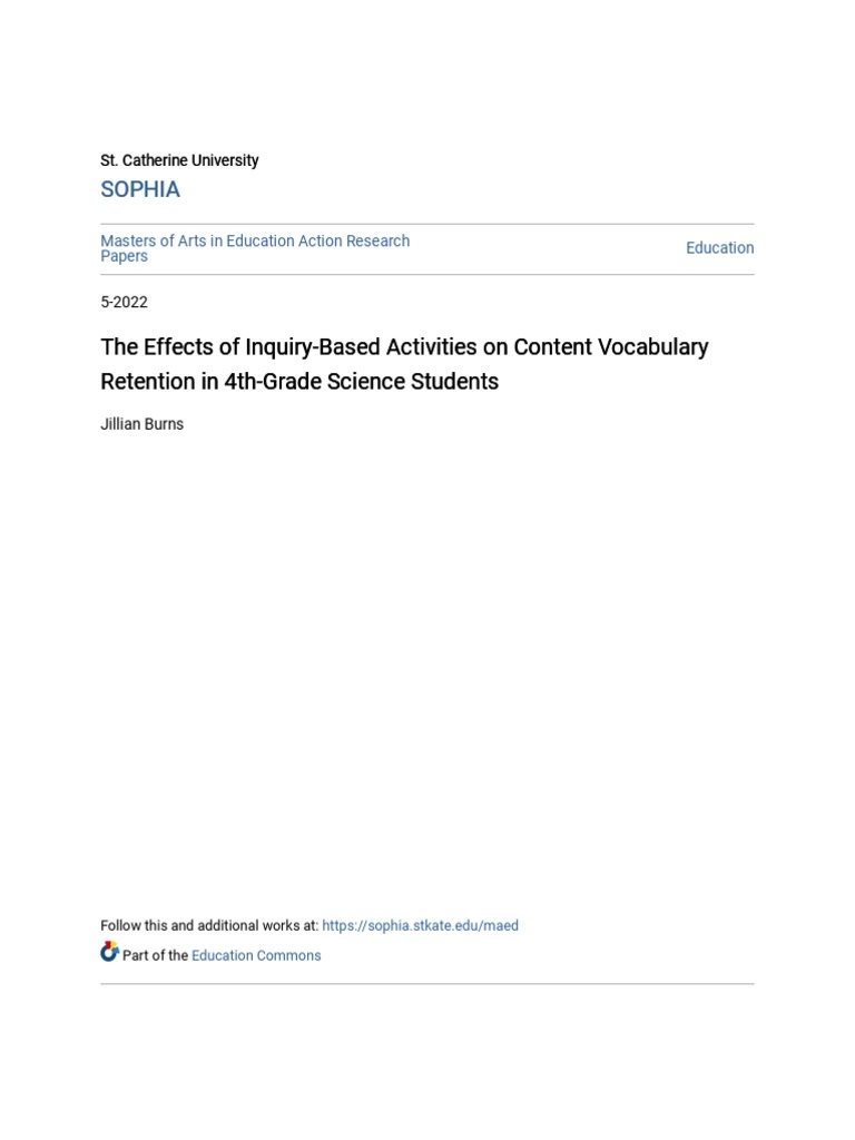 The Effects of Inquiry-Based Activities On Content Vocabulary Ret | PDF ...