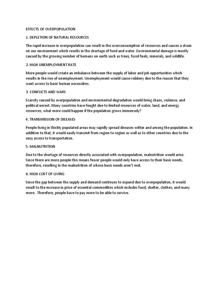 Effects of Overpopulation | PDF | Technology & Engineering
