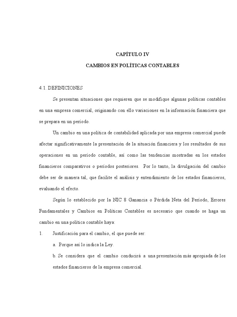 Cambios Contables | PDF | Contralor | Contabilidad
