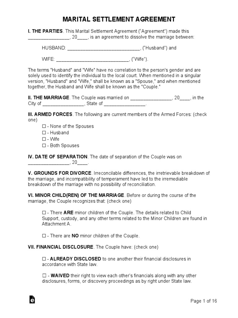 Marital Settlement Agreement | PDF | Alimony | Child Support