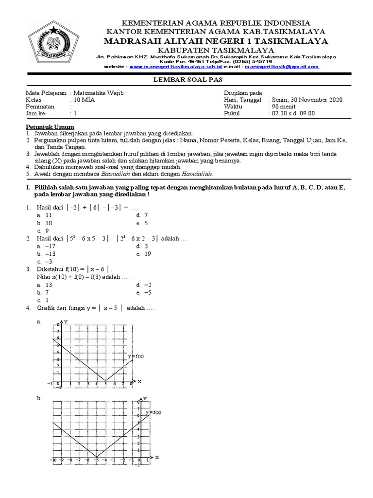 1C. Format Lembar Soal PAS 2021 | PDF