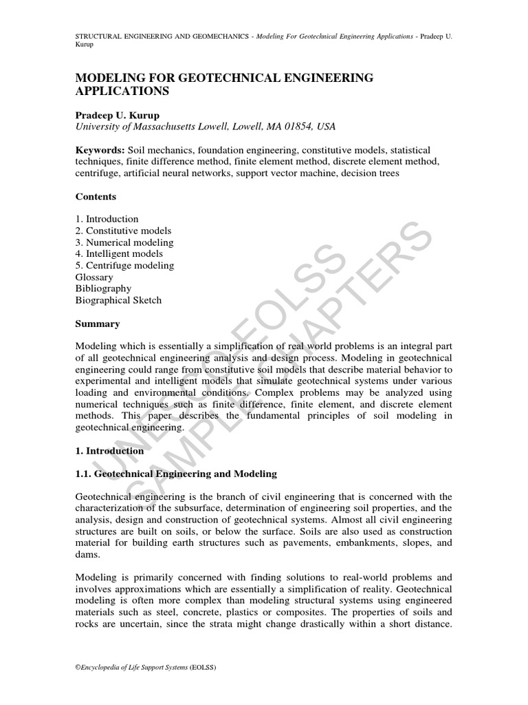 Unesco-Eolss Sample Chapters: Modeling For Geotechnical Engineering Applications | PDF ...