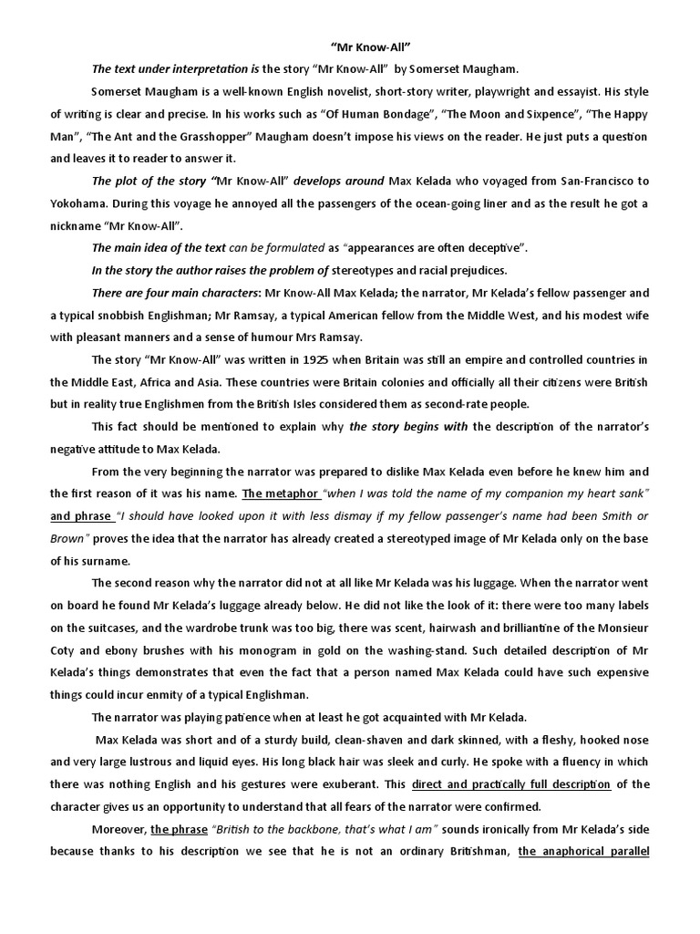 MR Know-All | PDF | W. Somerset Maugham